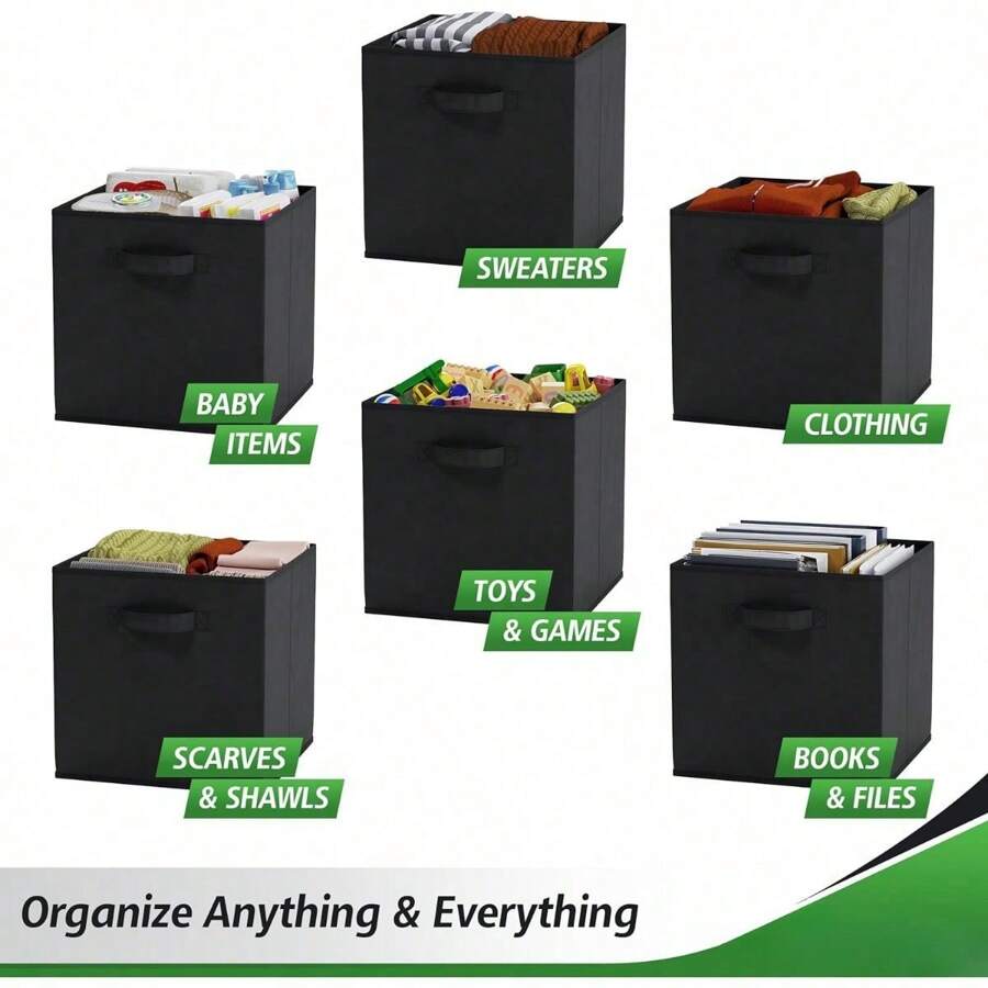 Fabric Storage Cubes For Cube Organizer - 8 Pack Heavy Duty Black ...