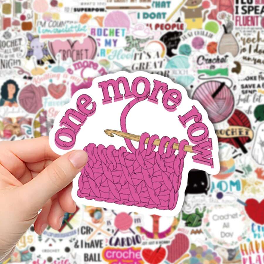 100pcs Colorful Crochet Handmade Stickers, Vinyl Aesthetic Decals, DIY ...