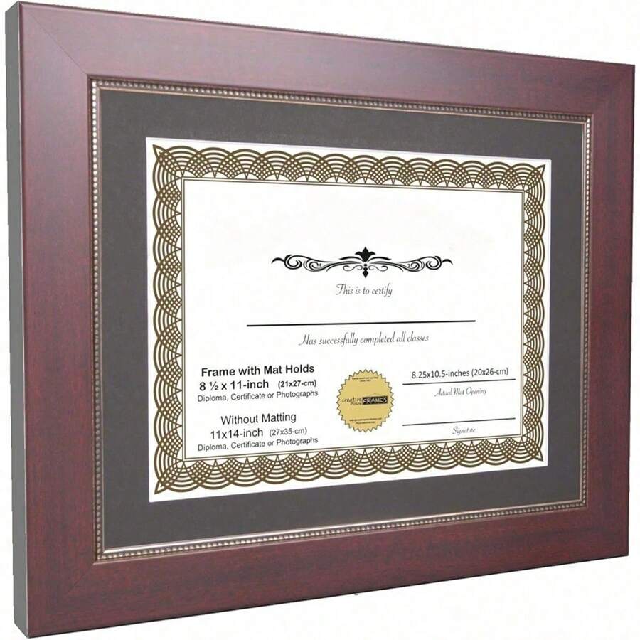 14x17 Empire Mahogany Diploma Frame With Black Mat Glass And Installed ...