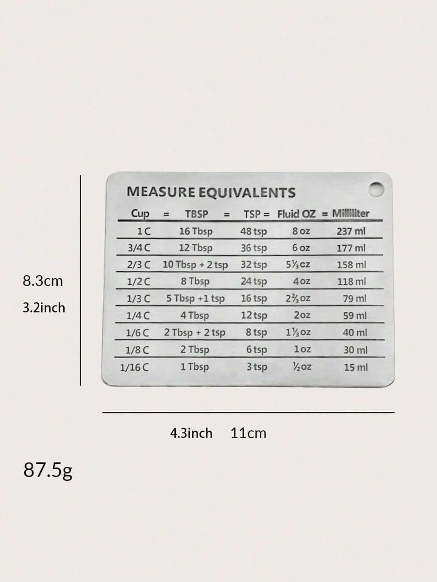 Basic Living BASIC LIVING Stainless Steel Measure Equivalents Magnet ...