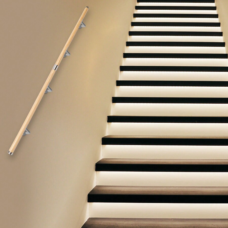 6.6FT Modern Wooden Yellow Color PVC Staircase Handrail With 4pcs Rail ...