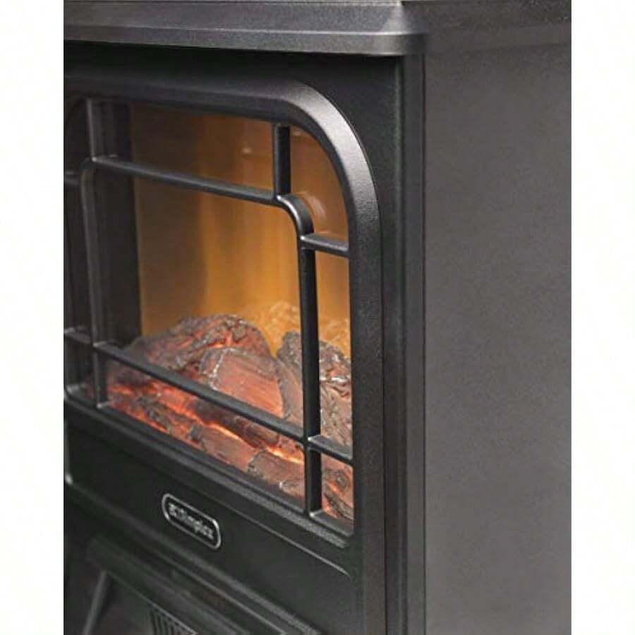 Compact Portable Standing Cast Iron Effect Electric Stove With Artificial Log Fuel Bed Dimplex ...