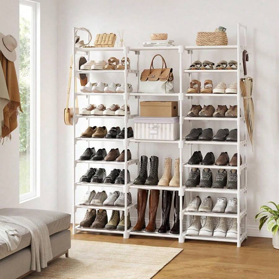 9 Tiers Large Shoe Rack White Shoe Rack Organizer For Closet 50-55 ...