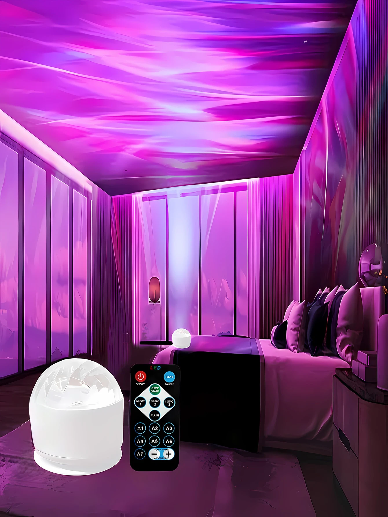 1 ชิ้น โคมไฟโปรเจคเตอร์อวกาศ LED Q6 สีขาว, โปรเจคเตอร์ท้องฟ้ากาแลกซี่ ...
