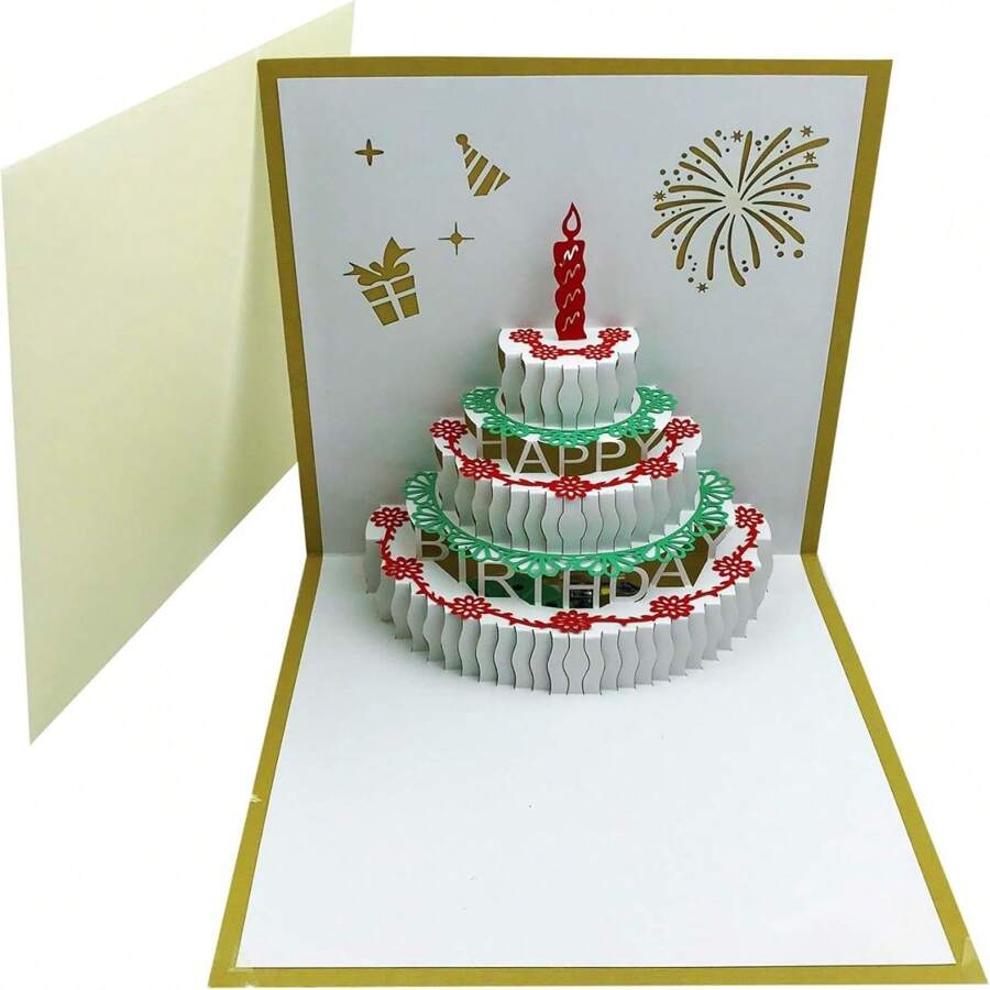 3D Pop-Up Birthday Cards, Warm Color LED Lights (Excluding Batteries ...