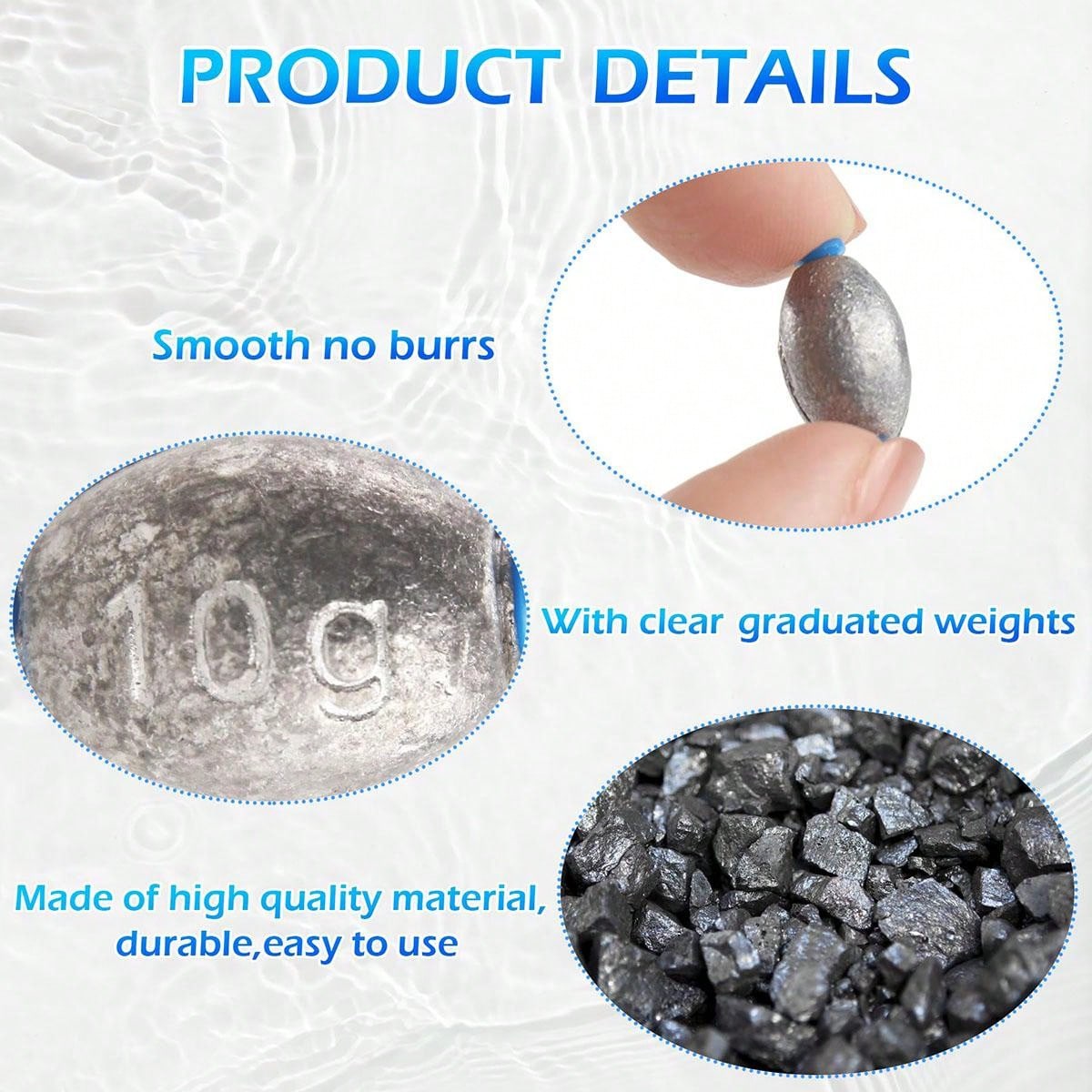 Egg Sinkers Weights Fishing Olive Shape Inner Core Assortment Lead Oval ...