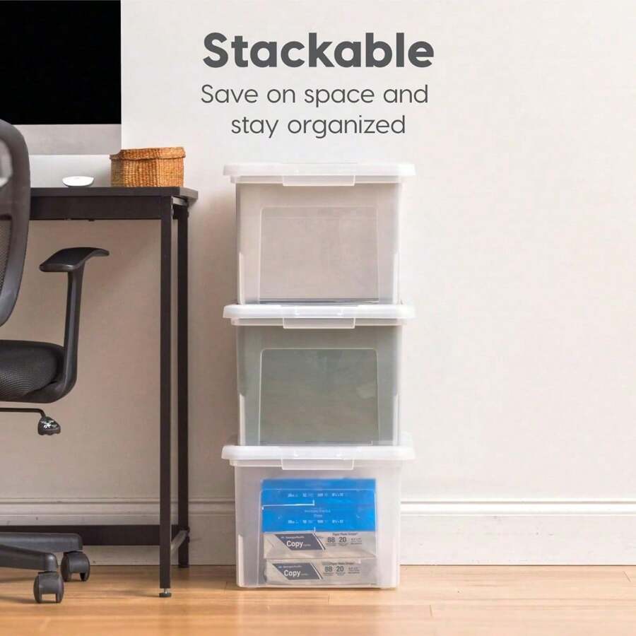 4 Pack Letter/Legal File Box Plastic Storage Bin Tote Organizer With ...