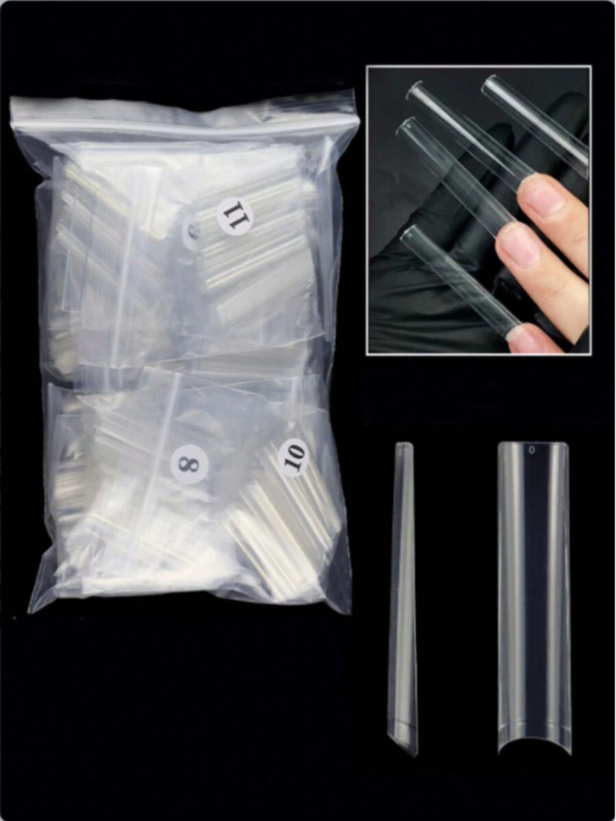 500/504 Stücke 3XL Kunstnägel ohne C-Kurve quadratisch, klar, extra ...