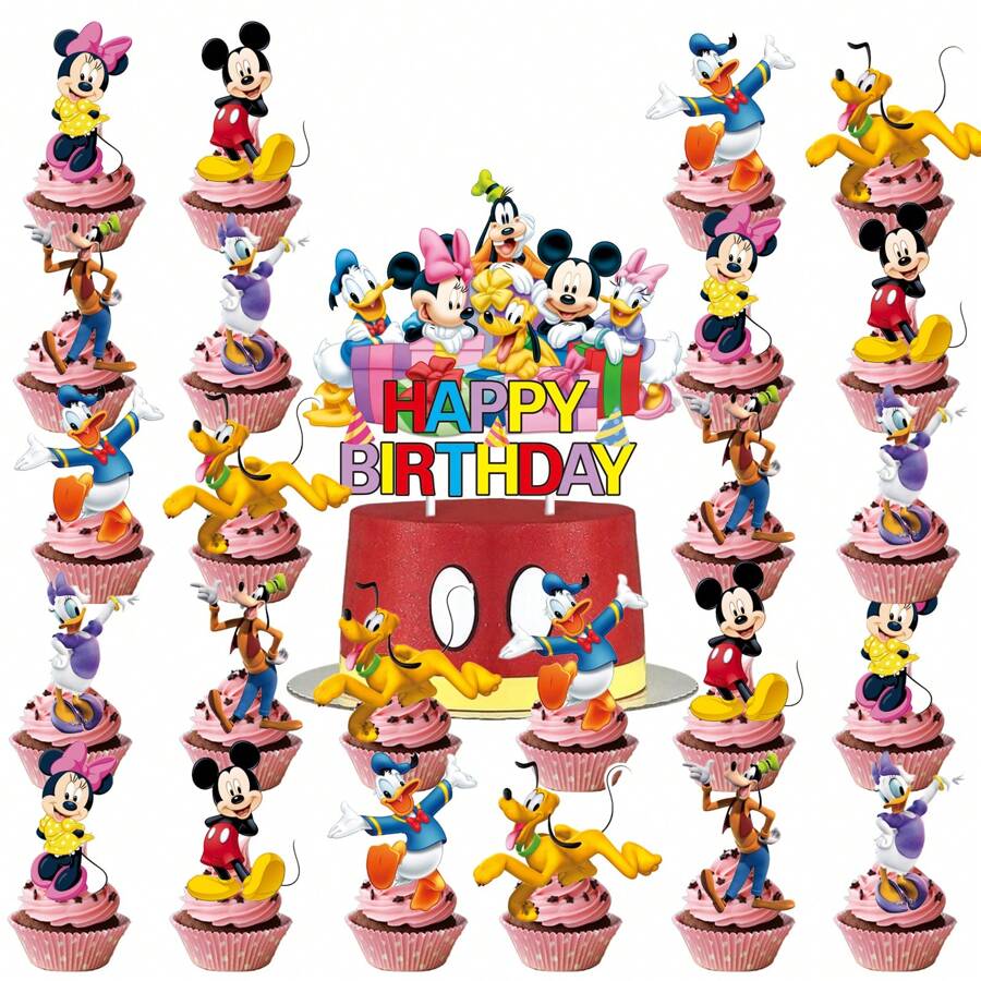 Disney 25pcs Disney Mickey Mouse Cake Topper,Cupcake Toppers,Mickey ...