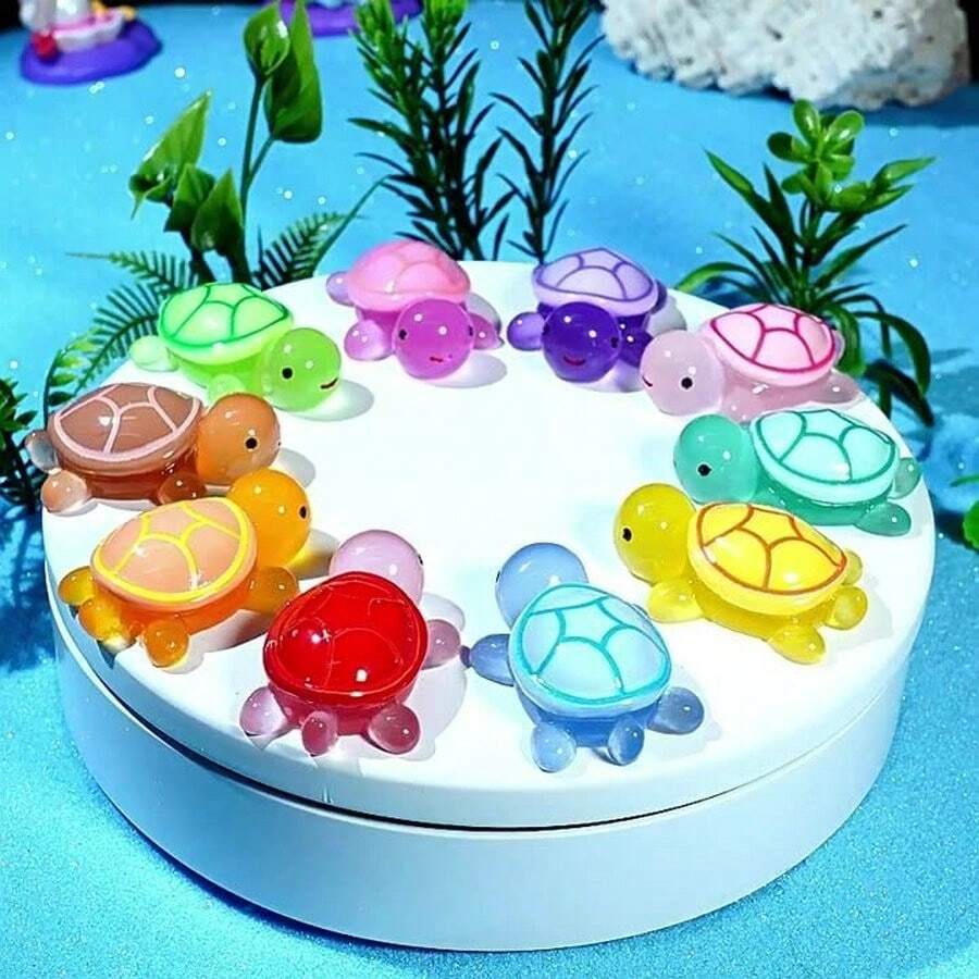 QIAO Glow In The Dark Mini Resin Turtles 20PCS Sea Turtles Figurines ...