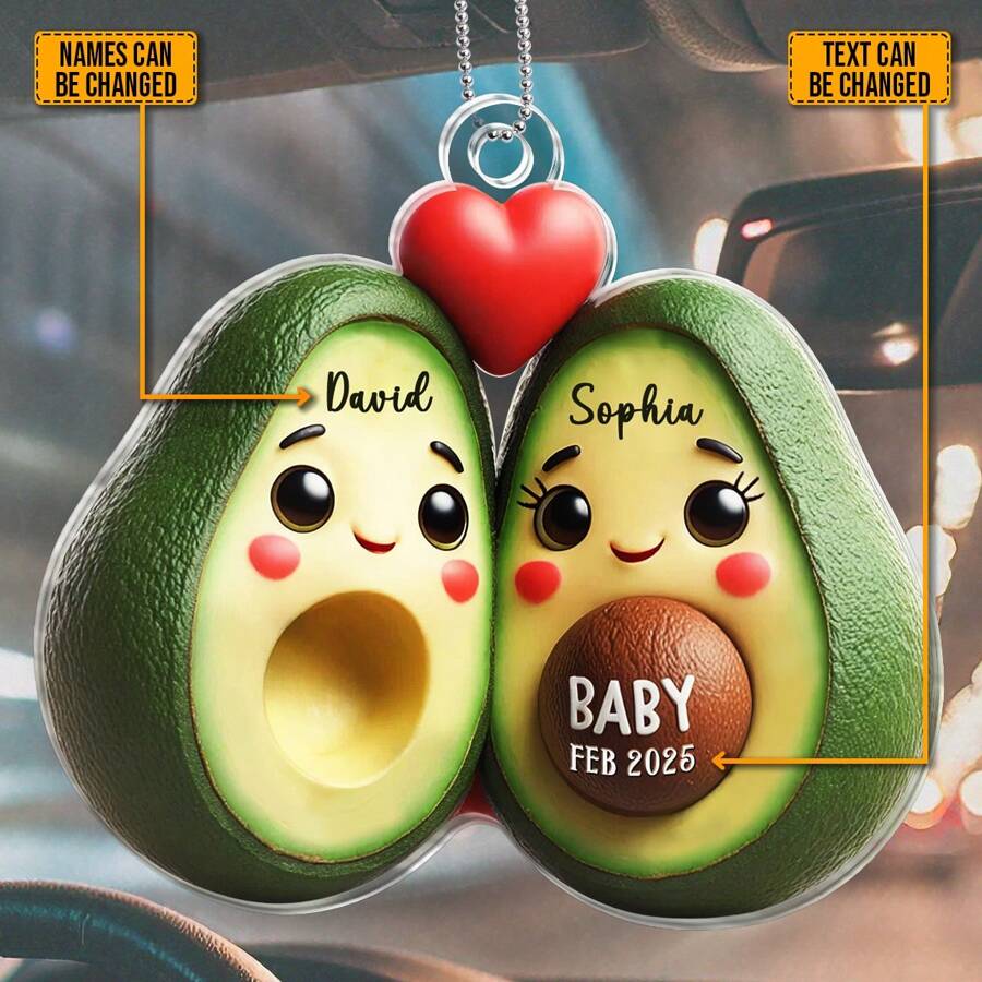 Custom Name Car Ornament - Avocado Shape - Gifts For Wife, For Husband ...