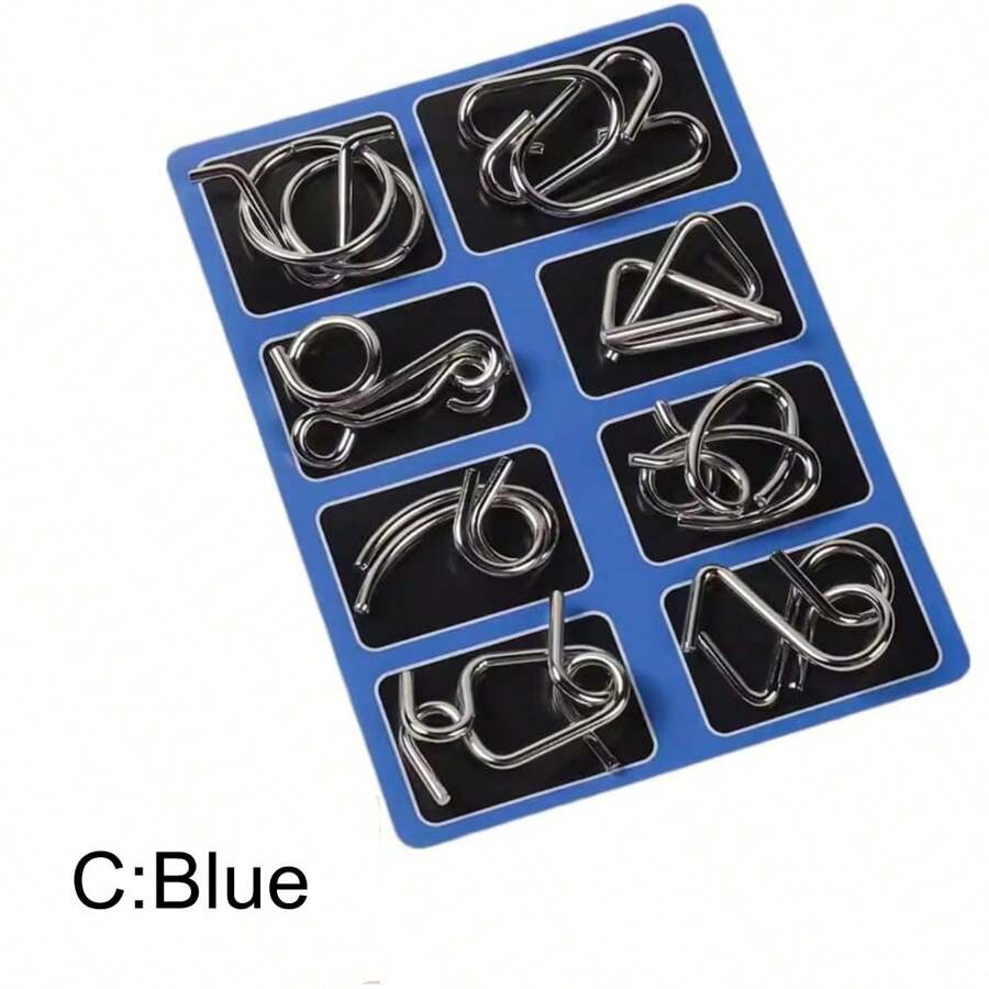 Metal Wire Puzzle Set Of 8 With Pouch, Brain Teaser IQ Test ...