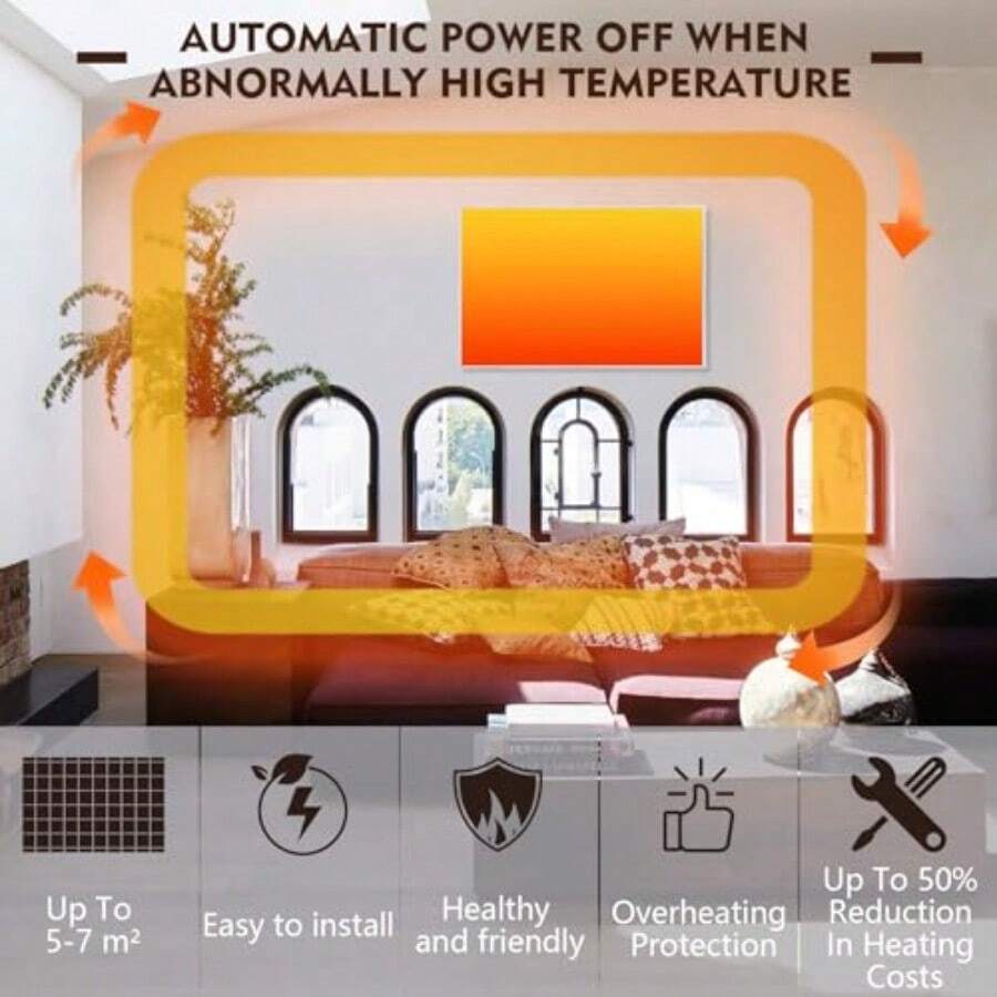 600W Far Panel Heater Electric Wall Ceiling Mounted Energy Efficient ...