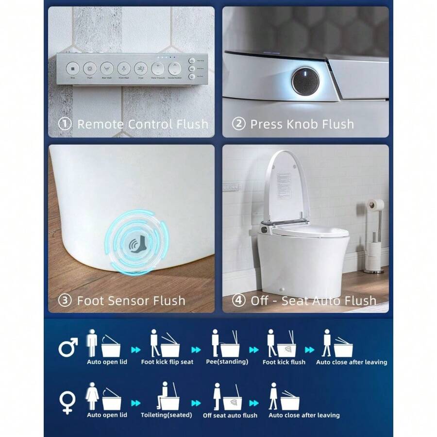 YUDWAIC Smart Bidet Toilet, Smart Toilet With Bidet Built In, Pump ...