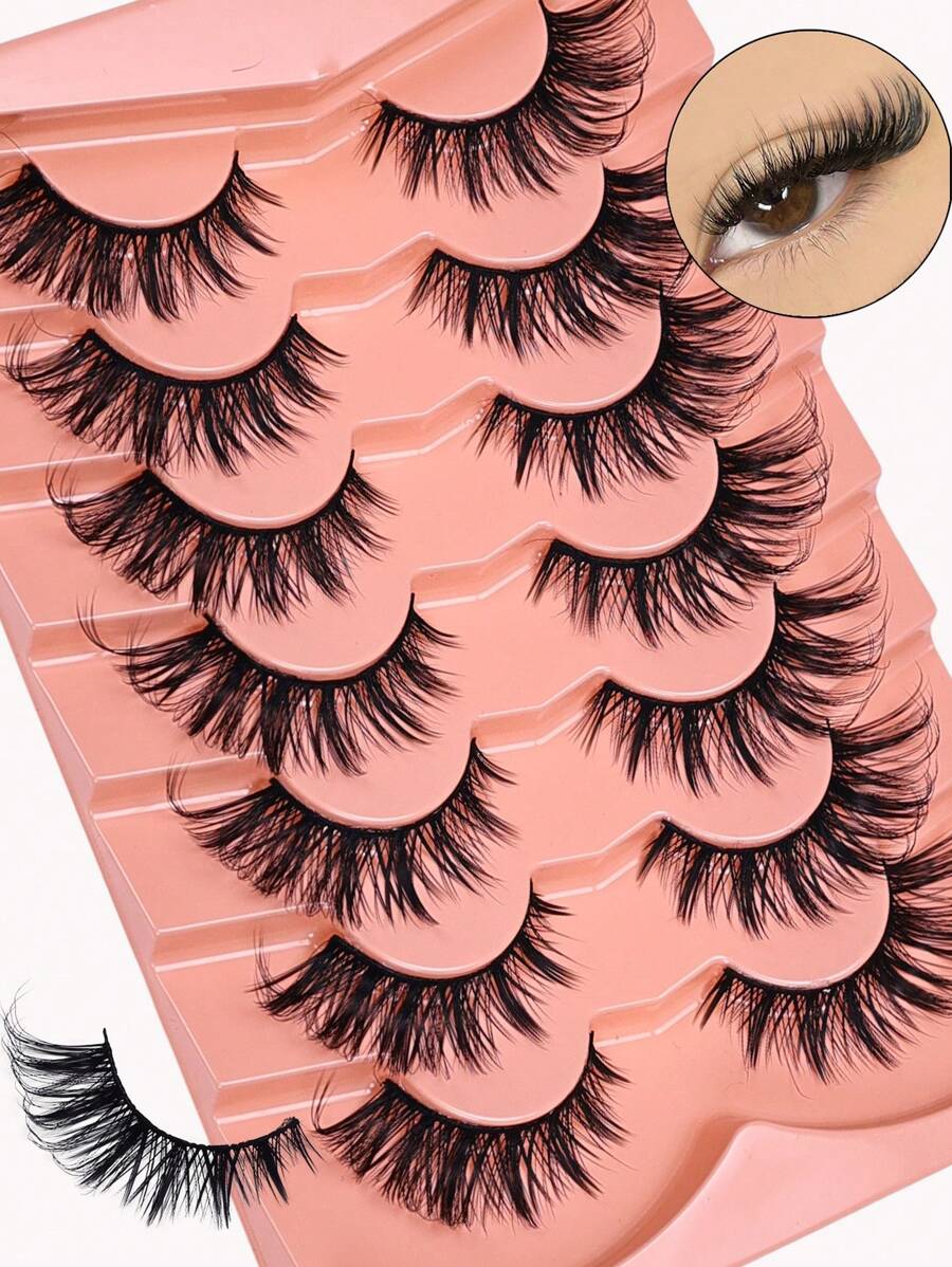 7 Pairs Cat Eye Lashes Long Lashes Cat Eye Look Wispy Lashes Eye End ...
