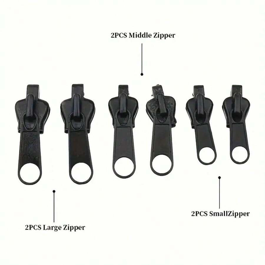 6pcs Zipper Repair Kit - Instant Fix With Multiple Sizes, Black ...