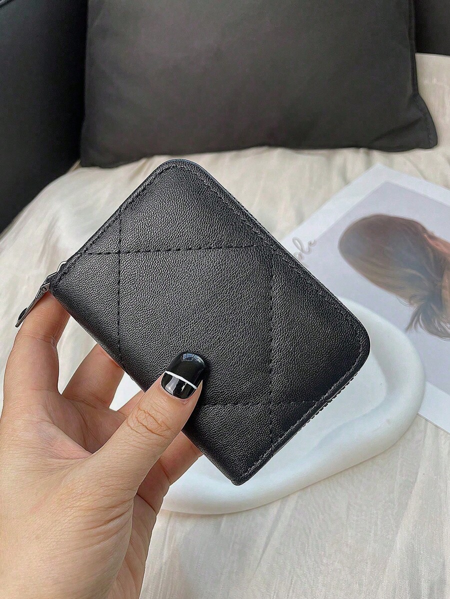 New 2025 Niche Design Black Series Rhombus Pattern Small Wallet Pouch ...