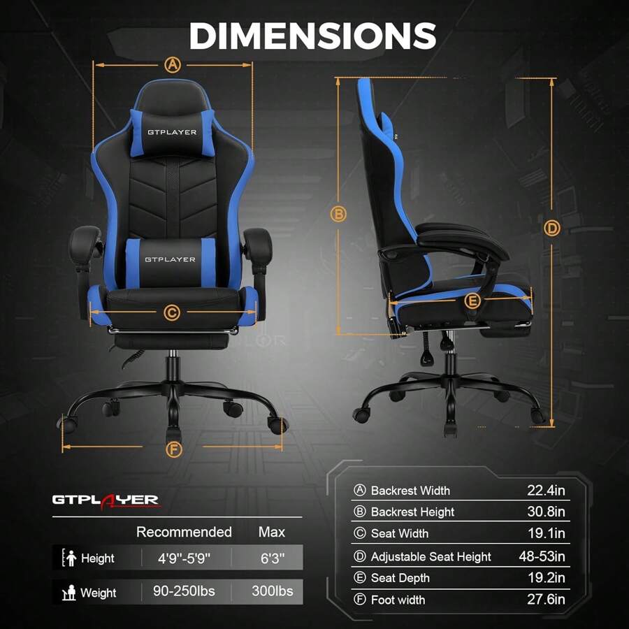 GTPLAYER Gaming Chair, Computer Chair For Kids And Adults Office Chair ...