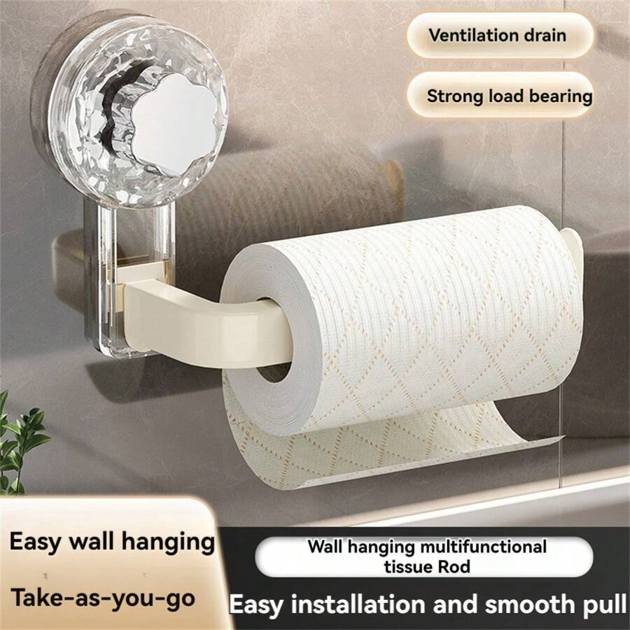 1pc Hangers Rolling Papers Vacuum Suction Cup Toilet Paper Holder Drill ...