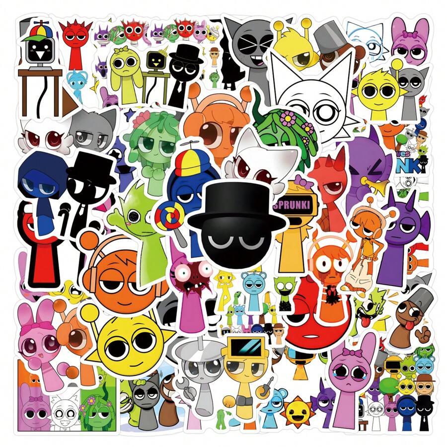 55pcs Sprunki Sticker, For Decorating Stationery, Cup, Suitcases ...