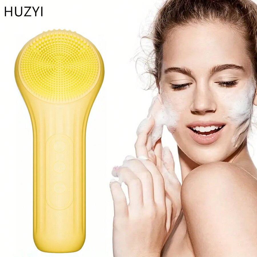 Easy To Use Electric Silicone Face Brush With Heating, Vibration, And ... Easy To Use Electric Silicone Face Brush With Heating, Vibration, And ...