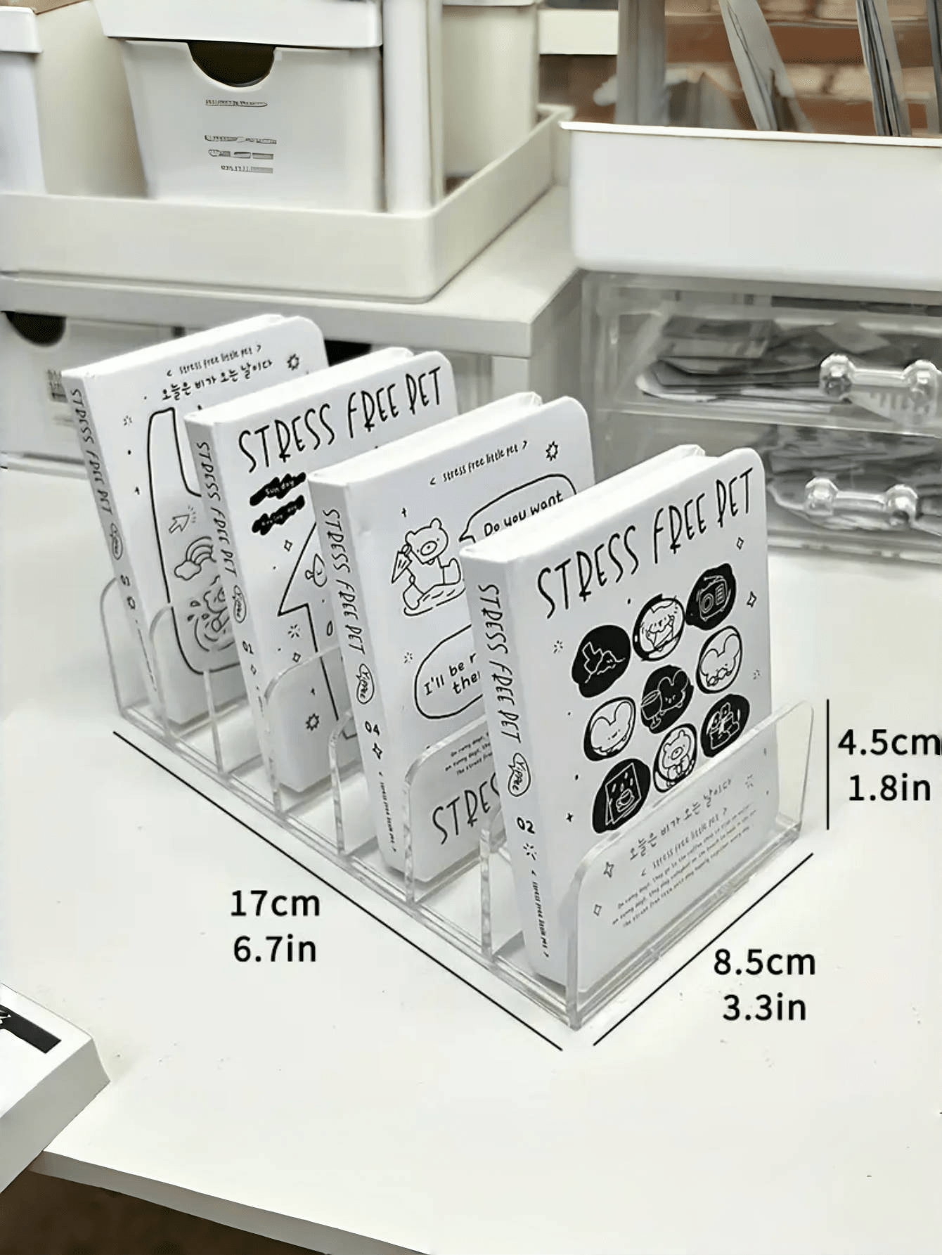 1pc Plastic Desktop Organizer Tray, 7 Slots Transparent Acrylic ...