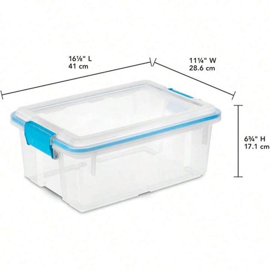 12 Qt Gasket Box, Stackable Storage Bin With Latching Lid And Tight Seal, Plastic Container To ...