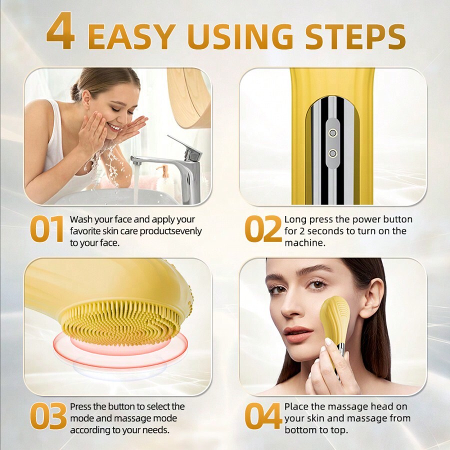Easy To Use Electric Silicone Face Brush With Heating, Vibration, And ... Easy To Use Electric Silicone Face Brush With Heating, Vibration, And ...