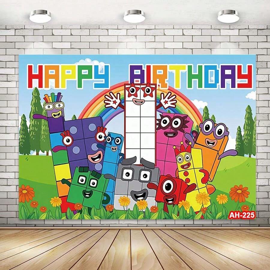 Numberblocks Backdrop For Birthday Party Supplies Green Number Banner ...