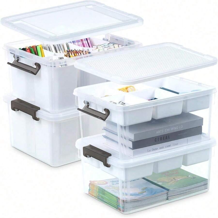 Citylife 17 QT Plastic Storage Bins Clear Storage Box With Lids ...