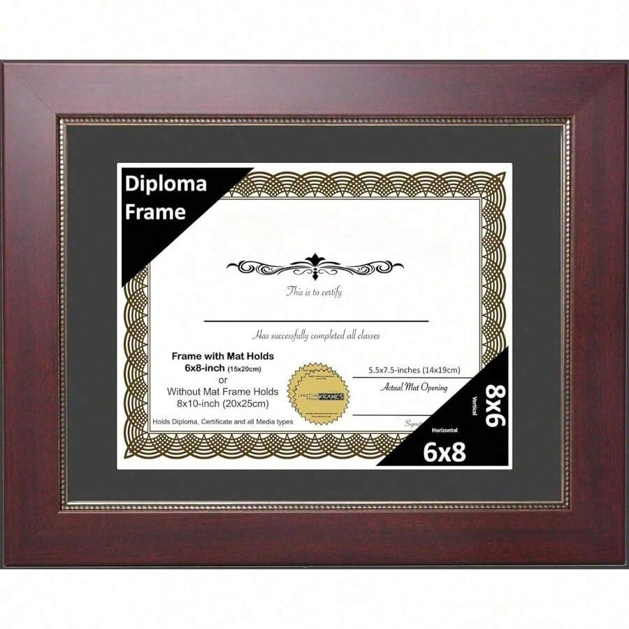 14x17 Empire Mahogany Diploma Frame With Black Mat Glass And Installed ...