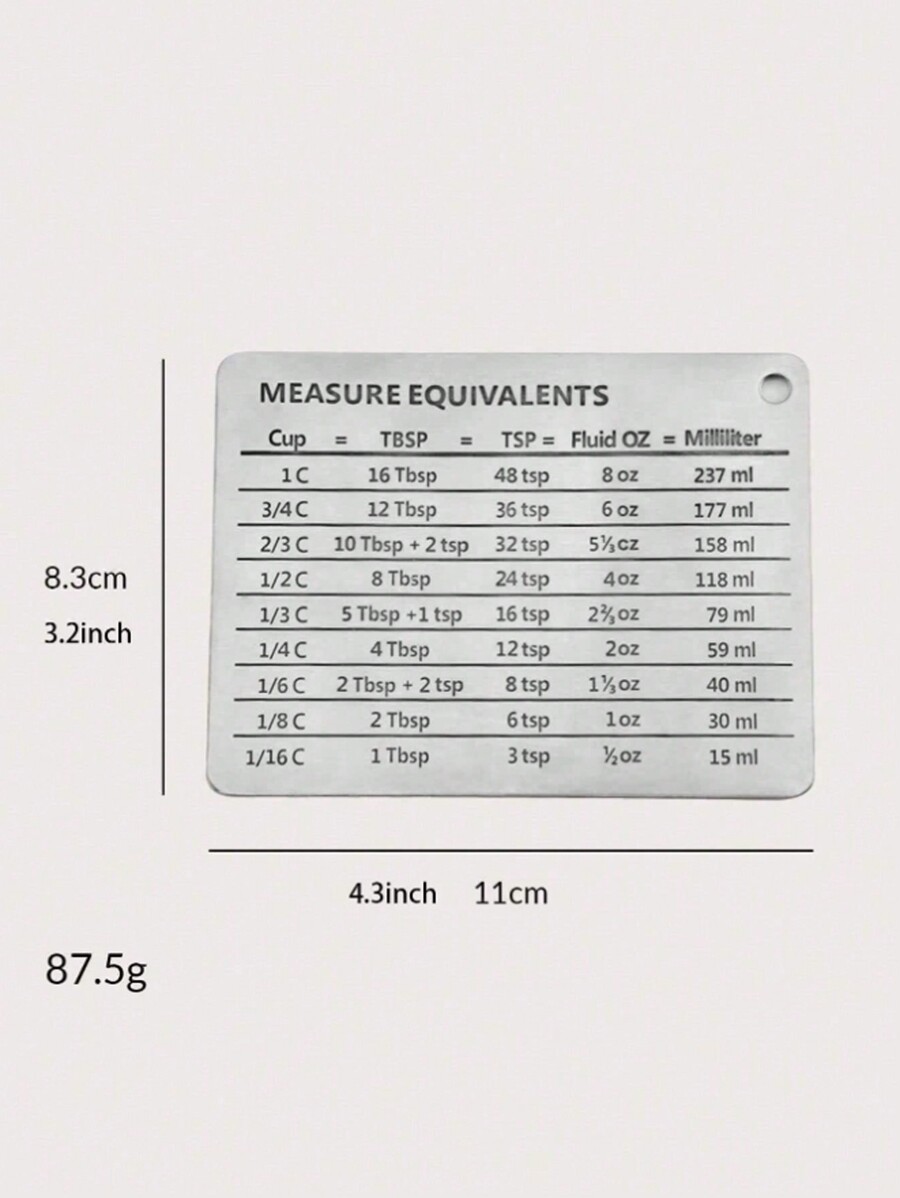Stainless Steel Ruler Baking Unit Conversion Chart, Measuring Spoons ...