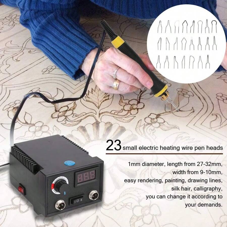 60W Pyrography Machine Kit: 23 Tips, Dual Pens & Digital Display ...