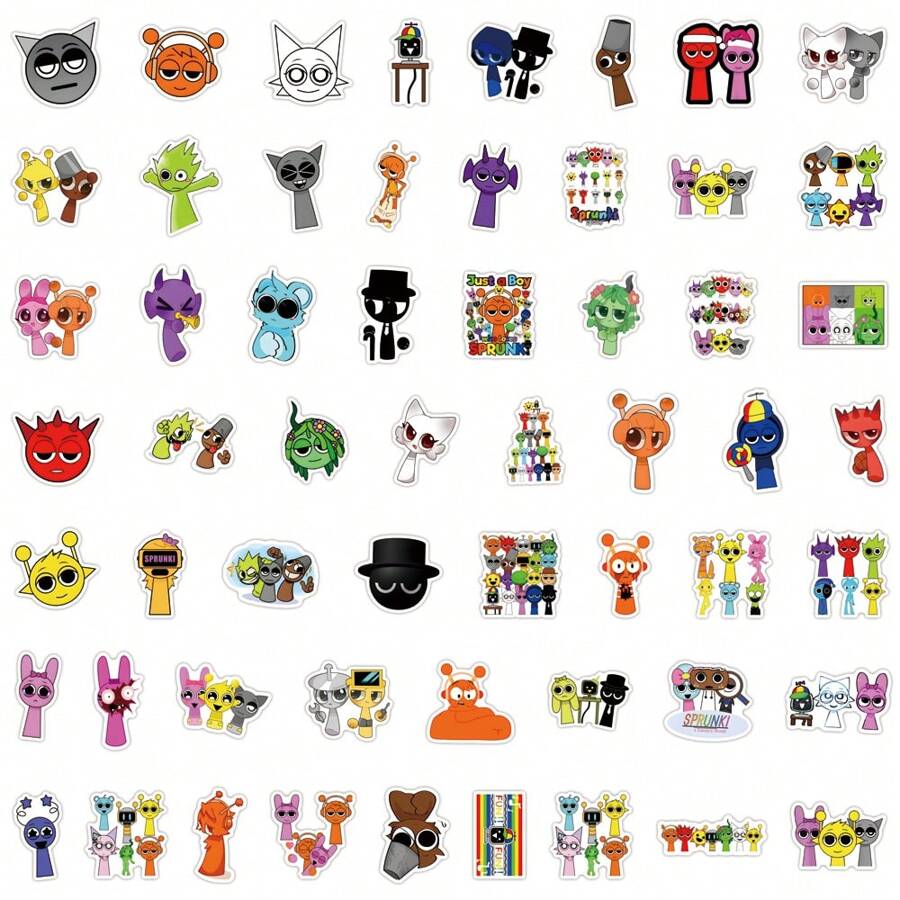 55pcs Sprunki Sticker, For Decorating Stationery, Cup, Suitcases ...