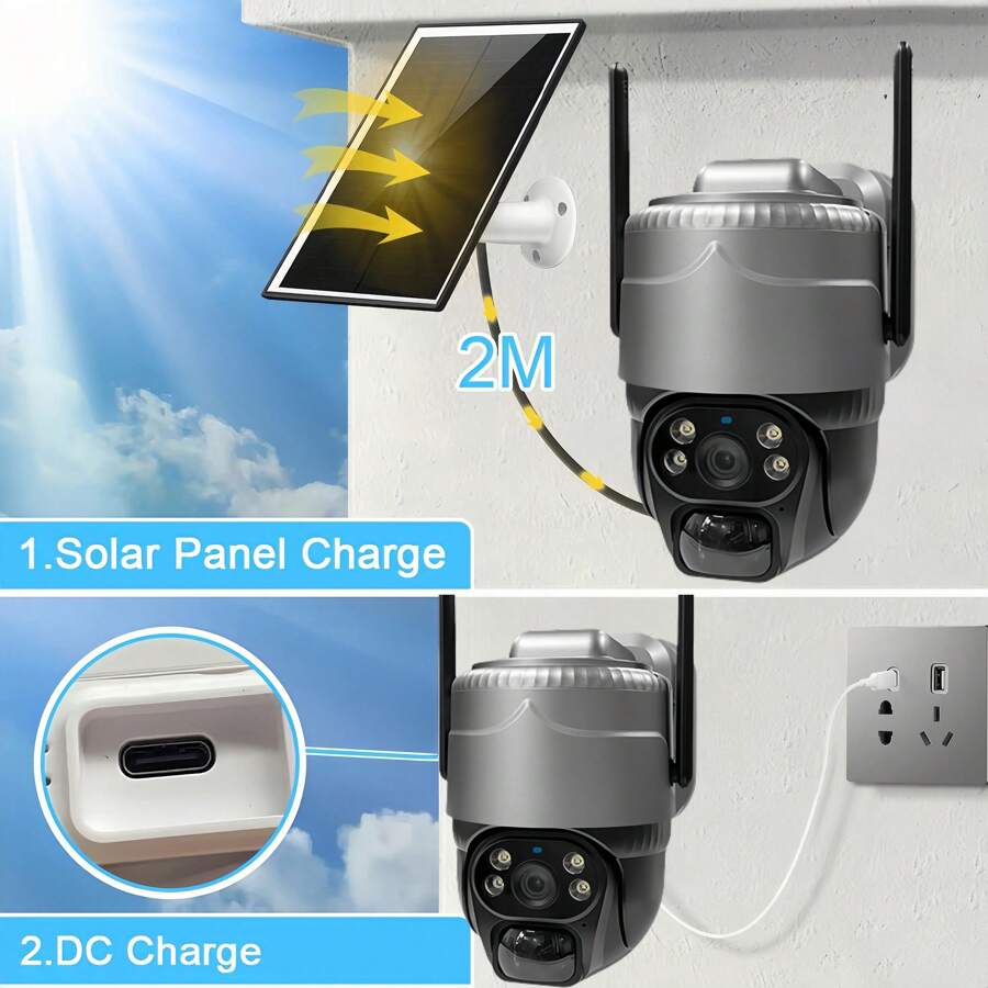 SWVW V380 Pro 10X Zoom WIFI IP Camera Solar Cam 5MP HD Night Vision ...