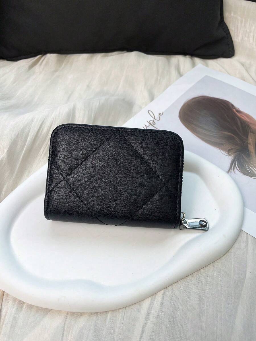 New 2025 Niche Design Black Series Rhombus Pattern Small Wallet Pouch ...