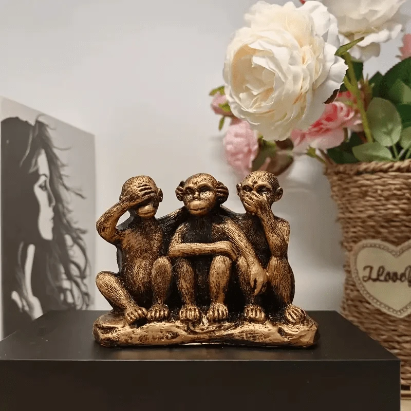 Contemporary Resin Three Monkeys Statue, No Evil Statue Inspired By ...