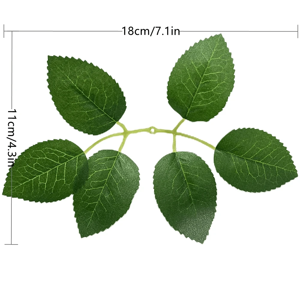 50pcs Artificial Rose Leaves, Green Leaves, Suitable For DIY Wedding Bouquet, Table Decor, Party ...