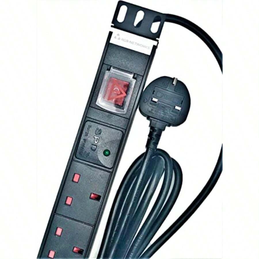 3M 12 Socket PDU Strong Vertical Rack Wall Desk Mountable Power Cable ...