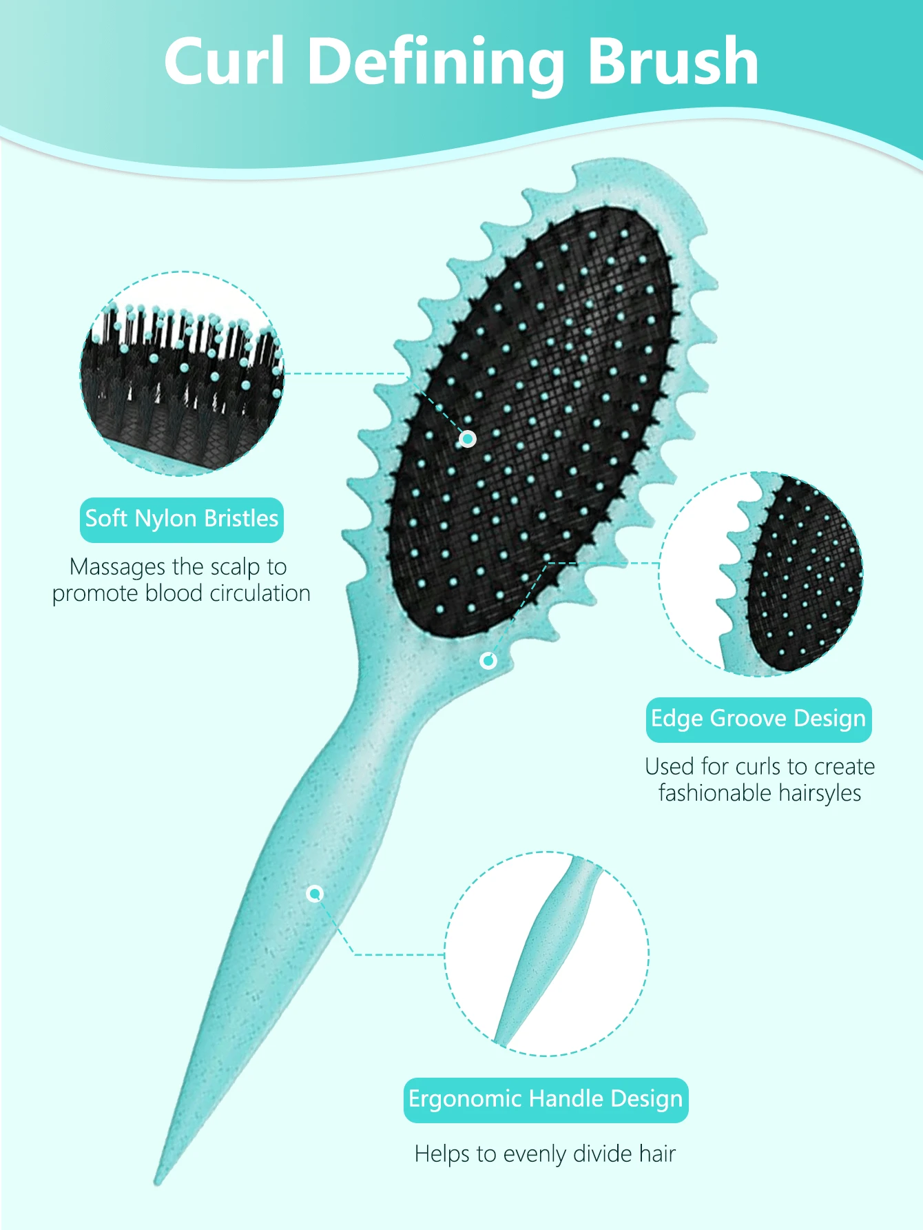 Curl Defining Brush, Curl Hair Brush, Curl Define Styling Brush, For ...