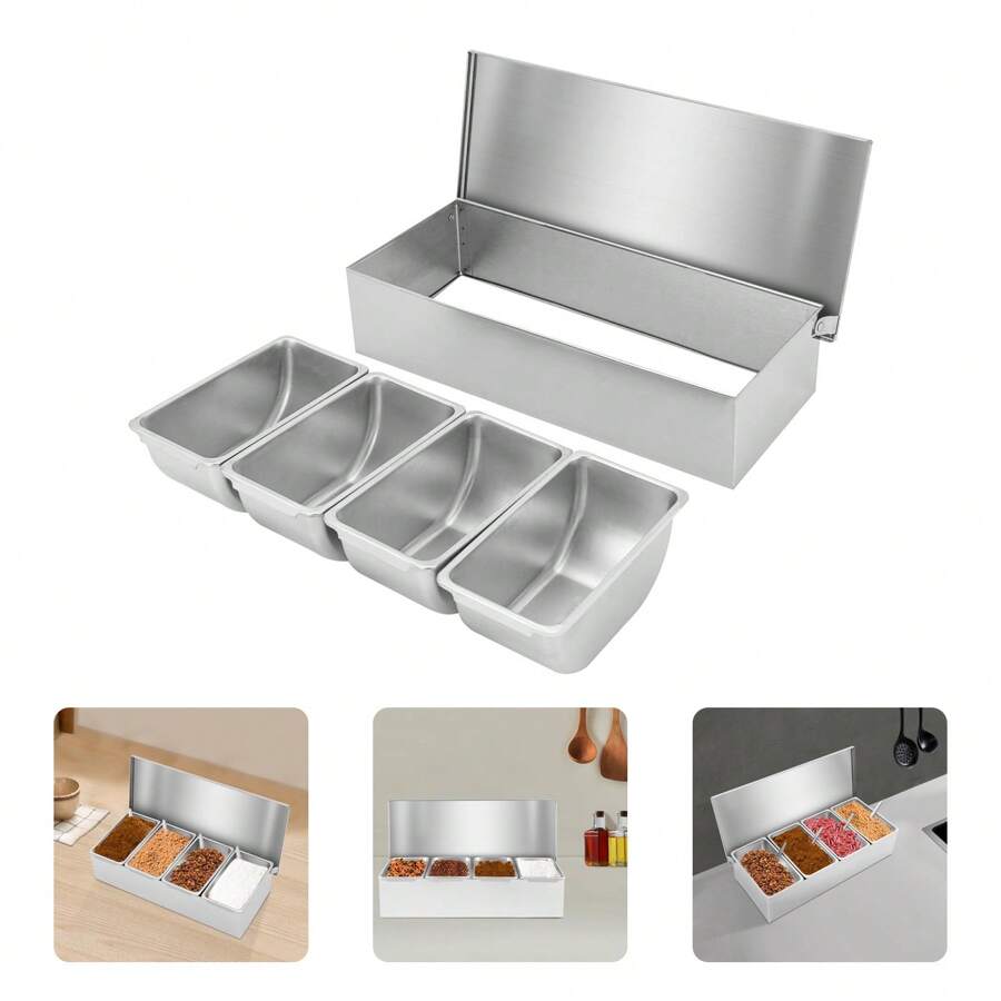 Stainless Steel Condiment Dispenser Food Server Container Countertop ...