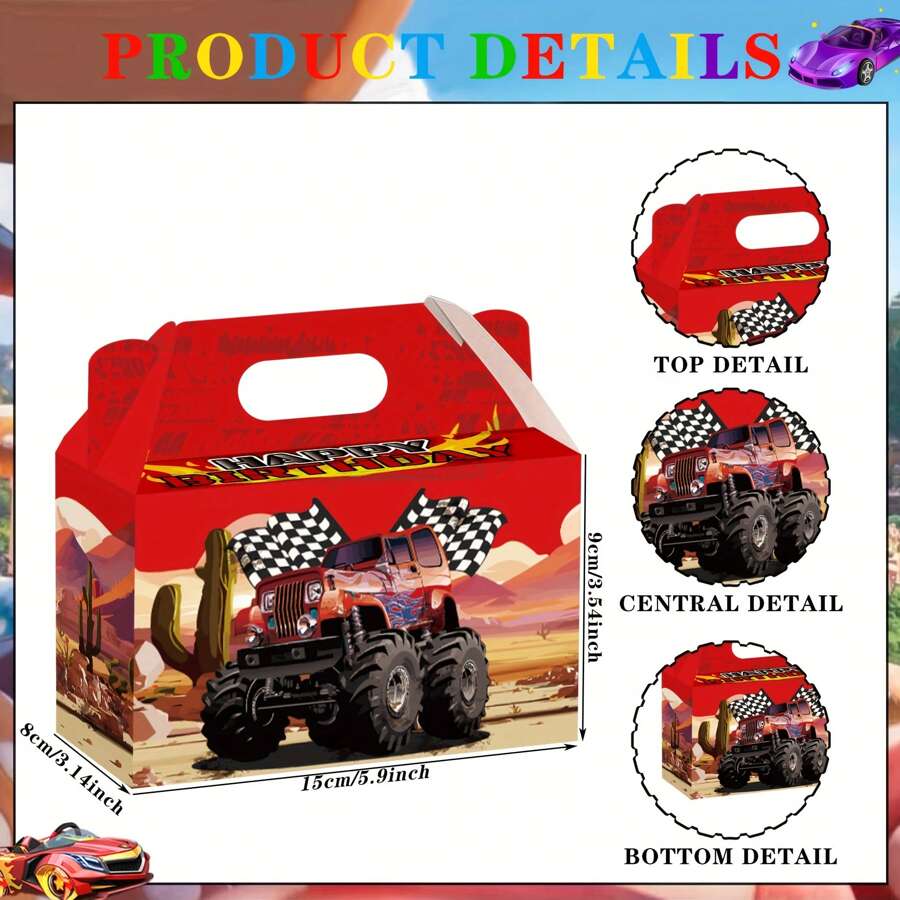 16pcs Truck Party Snack Box, Race Car Gift Box, Birthday Gift Box ...