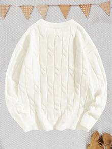 1pc Girls Teen Minimalist Solid Color Cozy Casual Outdoor Pullover Warm ...