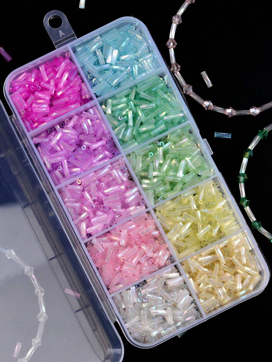2000pcs/Box Lustered Spiral Beads Set Tube Beads Kit Glass Beads For ...