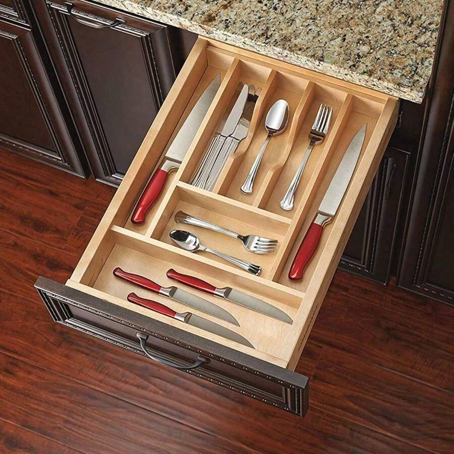 Trim-To-Fit Silverware Drawer Organizer For Kitchen Utensil Cutlery ...