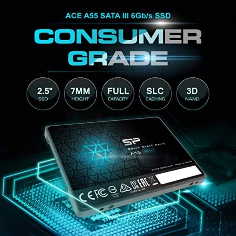 2TB 3D NAND SSD Silicon Power A55 SLC Cache 2.5 Inch SATA III 7mm Internal Solid State | SHEIN UK