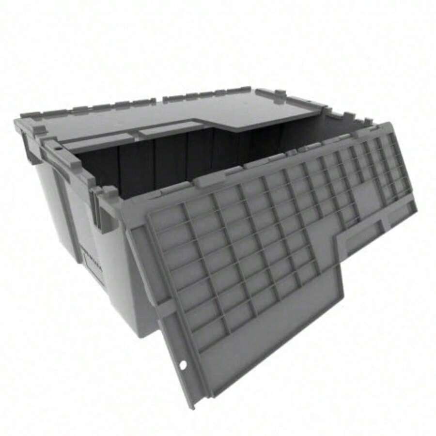 Plastic Storage And Distribution Container Tote With Hinged Lid - 6 ...