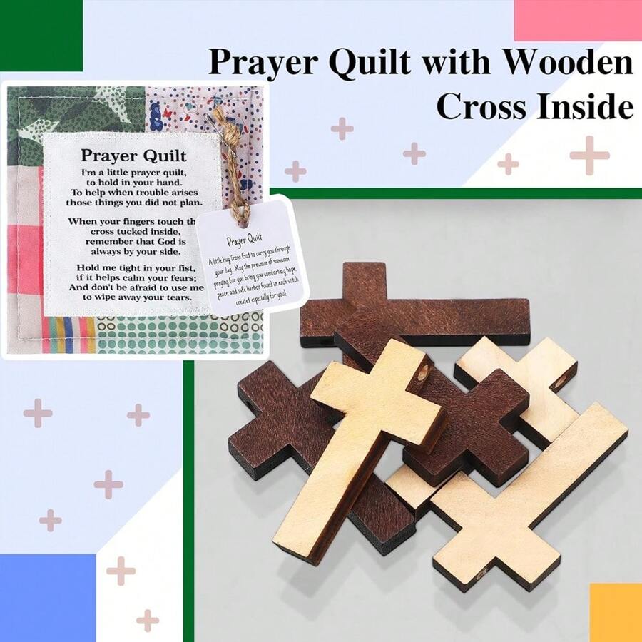 1 Pc Prayer Quilt With Cross Inside, Prayer Quilt Squares Vintage Mini ...