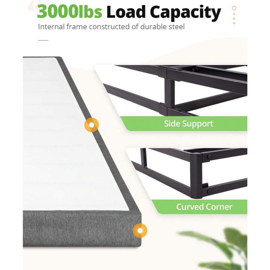 4 Inch Box Spring Queen, Metal Mattress Foundation, Queen Box Spring ...