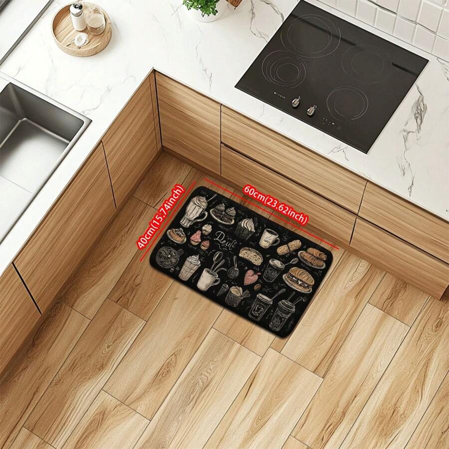 1pc Food & Beverage Series Kitchen Mat, Long Aisle Rug, Skin-Friendly ...